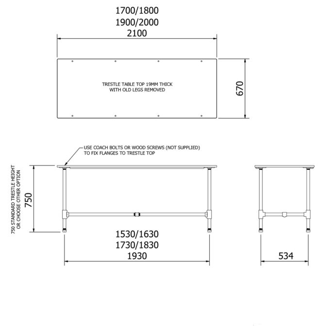 Plumbing Pipe Trestle Table Legs DIY Kit