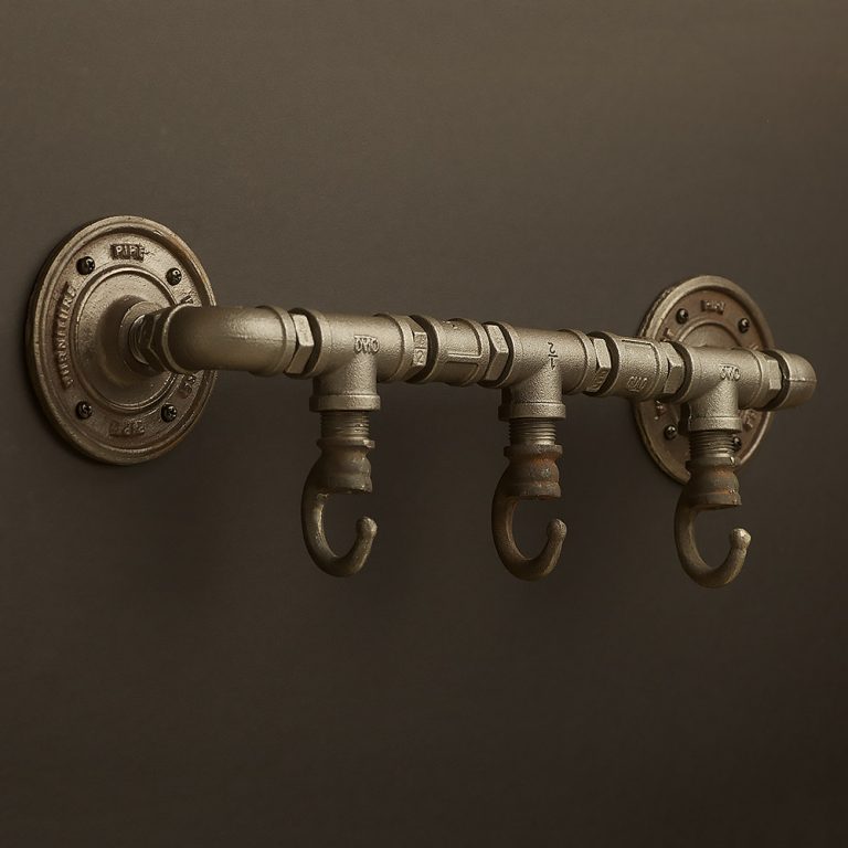 Black steel triple hook coat rack