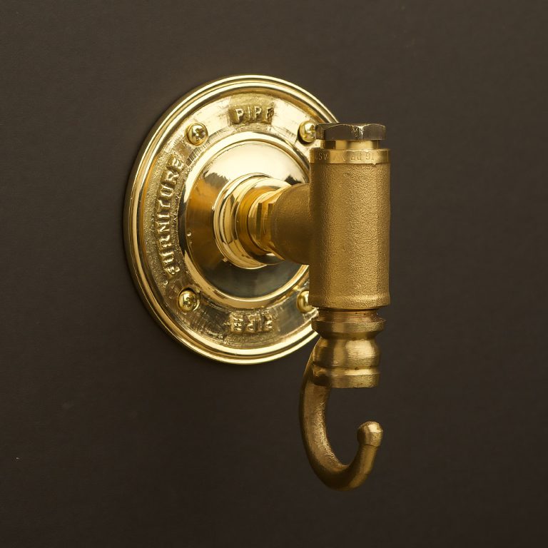 Solid brass elbow pipe fitting coat hook