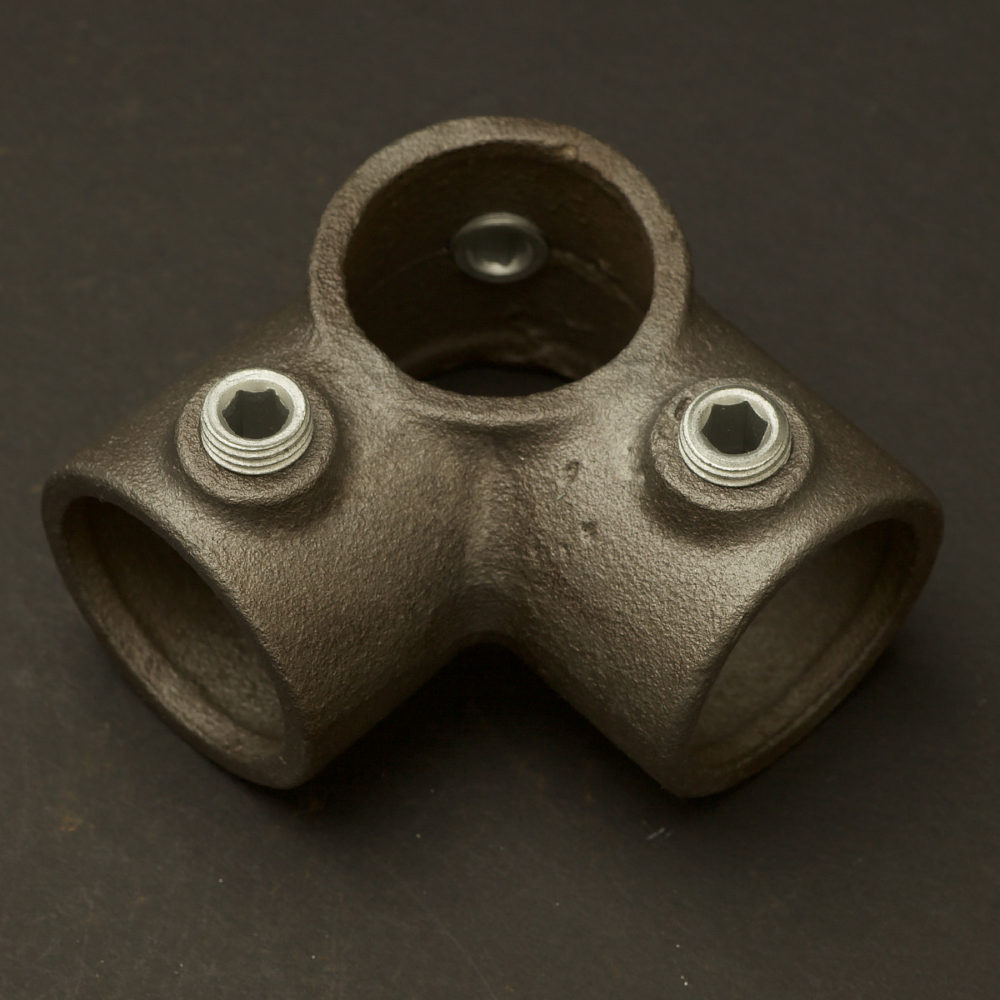 One Inch Black steel 34mm Corner Middle Cross 90deg Side Outlet Tee